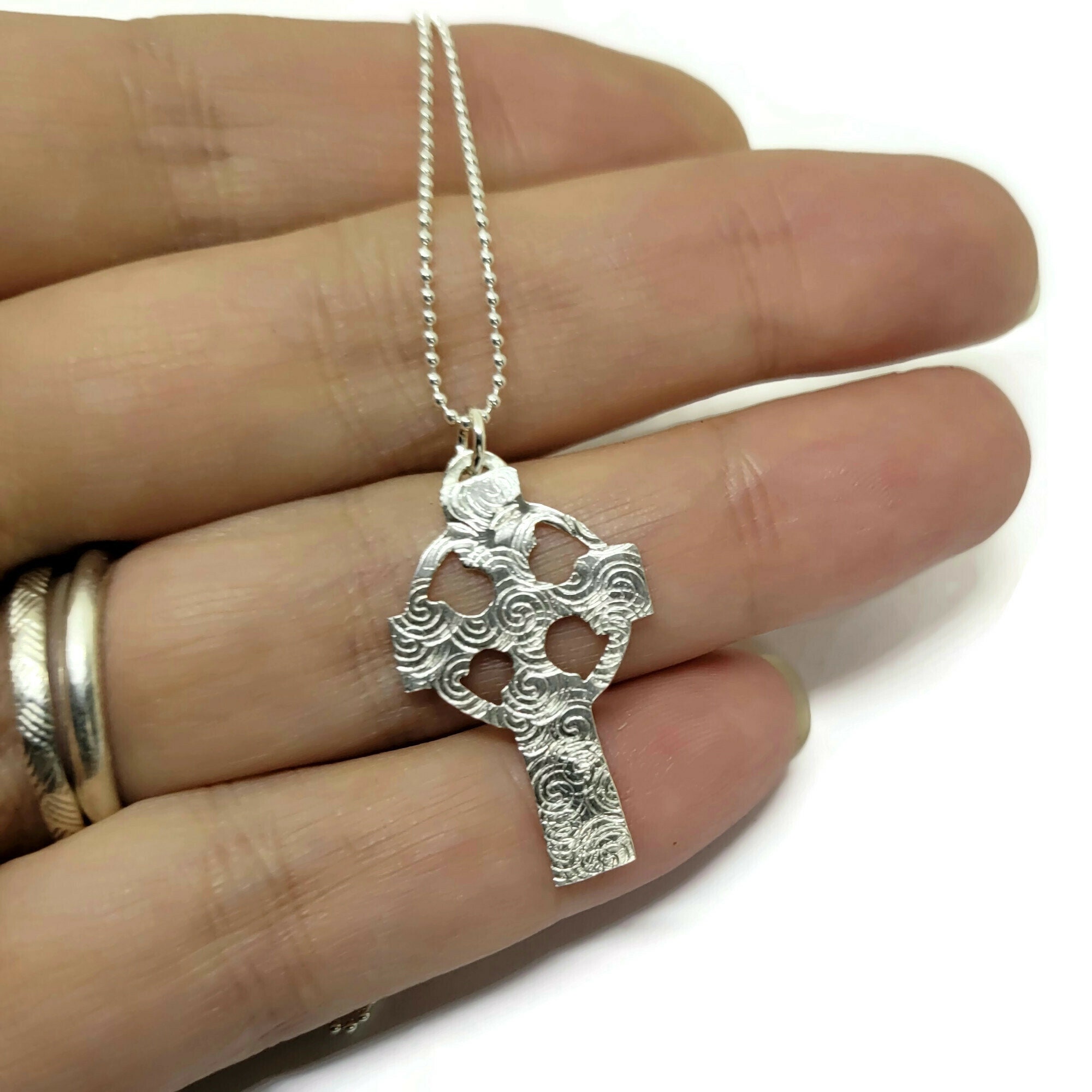 Sterling Silver Textured Celtic Cross Pendant One of a Kind | Etsy