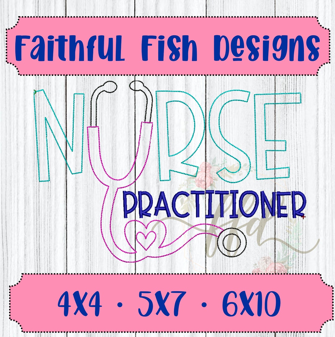 Vintage Stitch Nurse Practitioner Lettering, Bean Stitch Nurse, Raggy ...