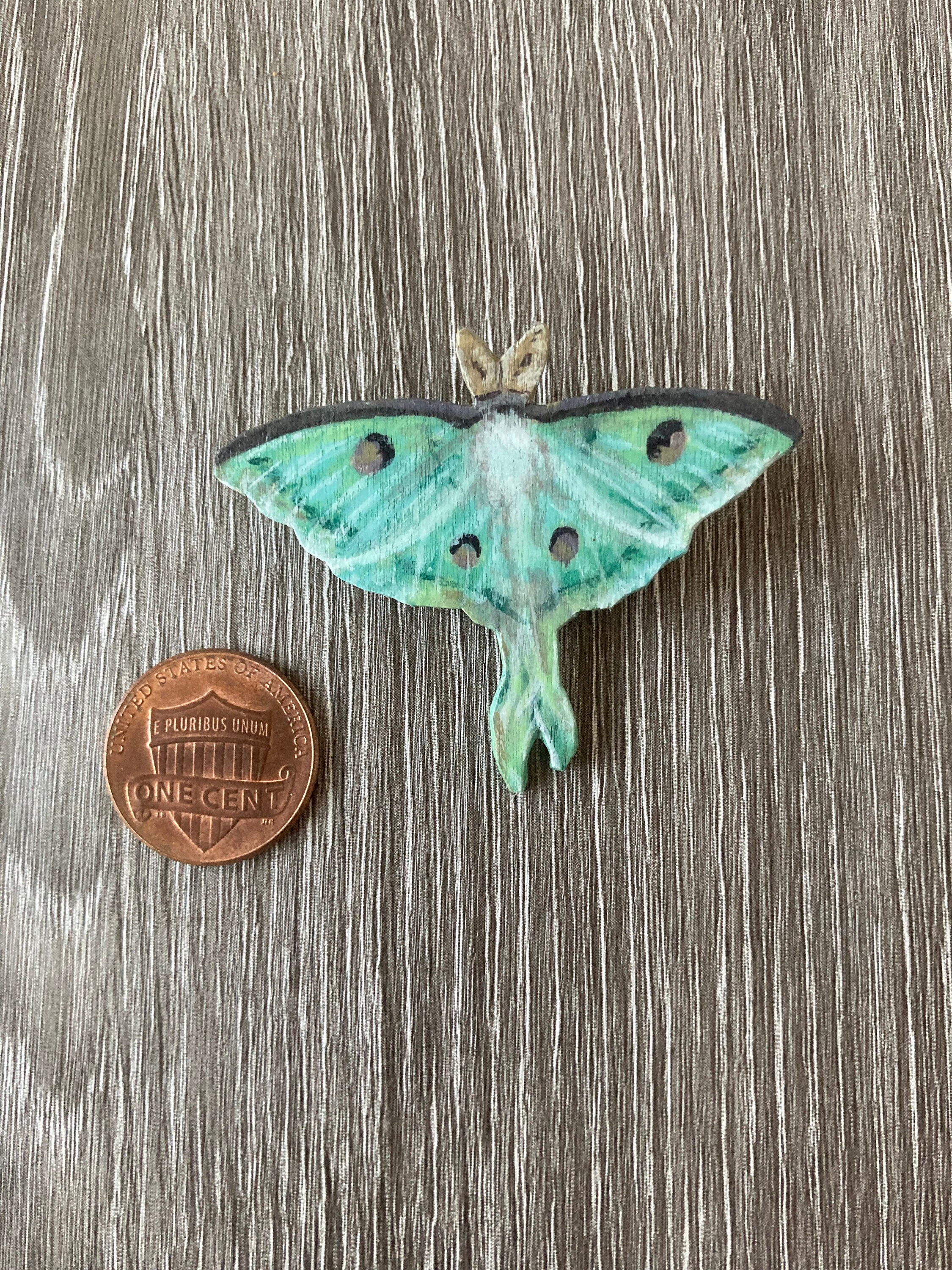 Handmade luna moth brooch Painted butterfly pin Green moth | Etsy