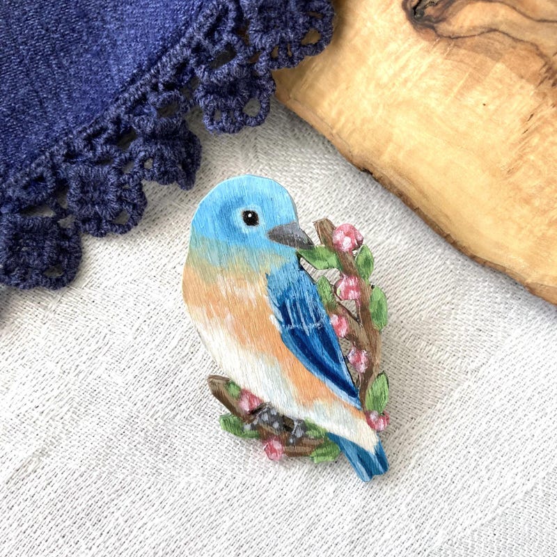 Bluebird Brooch - Etsy