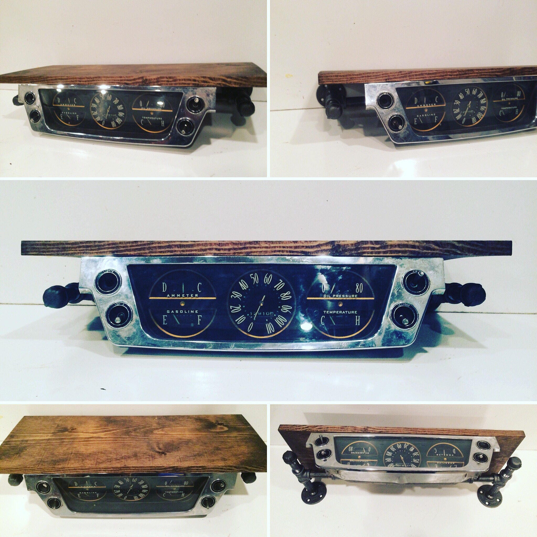 Vintage Car Dash made into 24 Industrial Pipe shelf 1X10 WOOD (Pick ...
