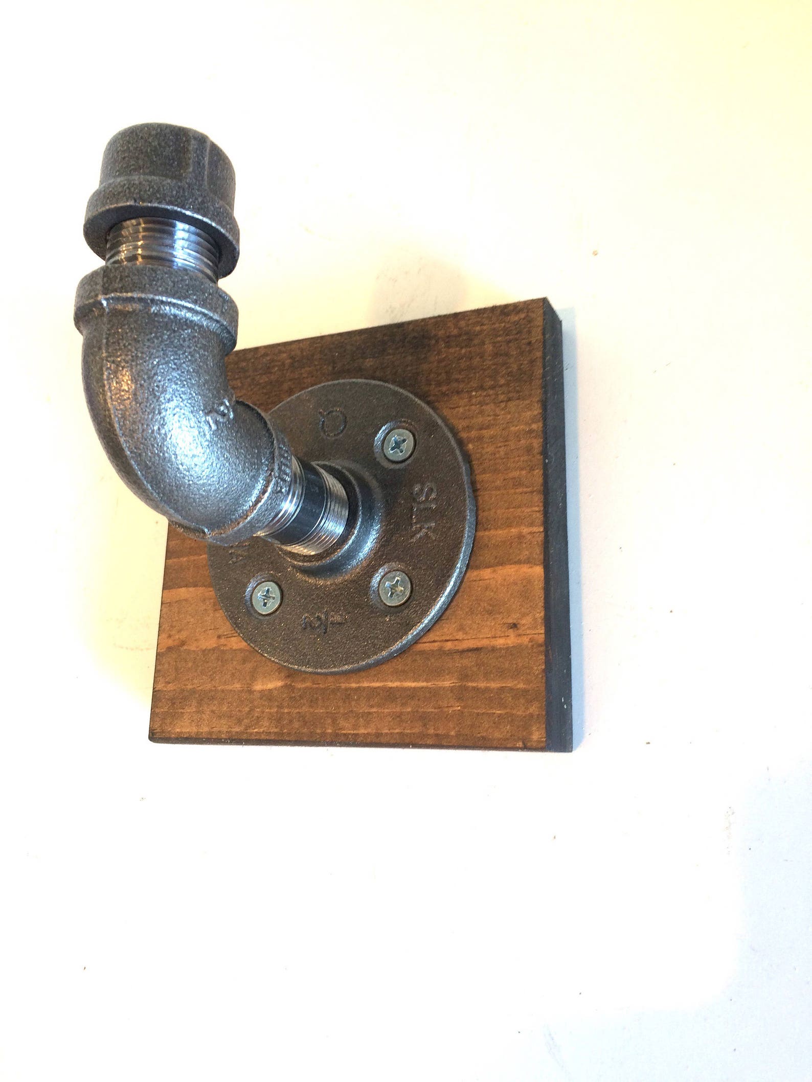 Urban Industrial Pipe Wall Hook With Wooden Base Clothing - Etsy