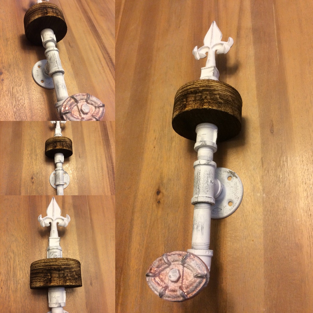Industrial Pipe Wall Hook With Faucet Handle and Cross - Etsy