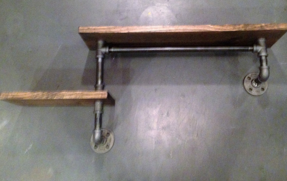 Industrial Urban Iron Pipe Two Tier Shelf Design (pick Your Own Stain ...