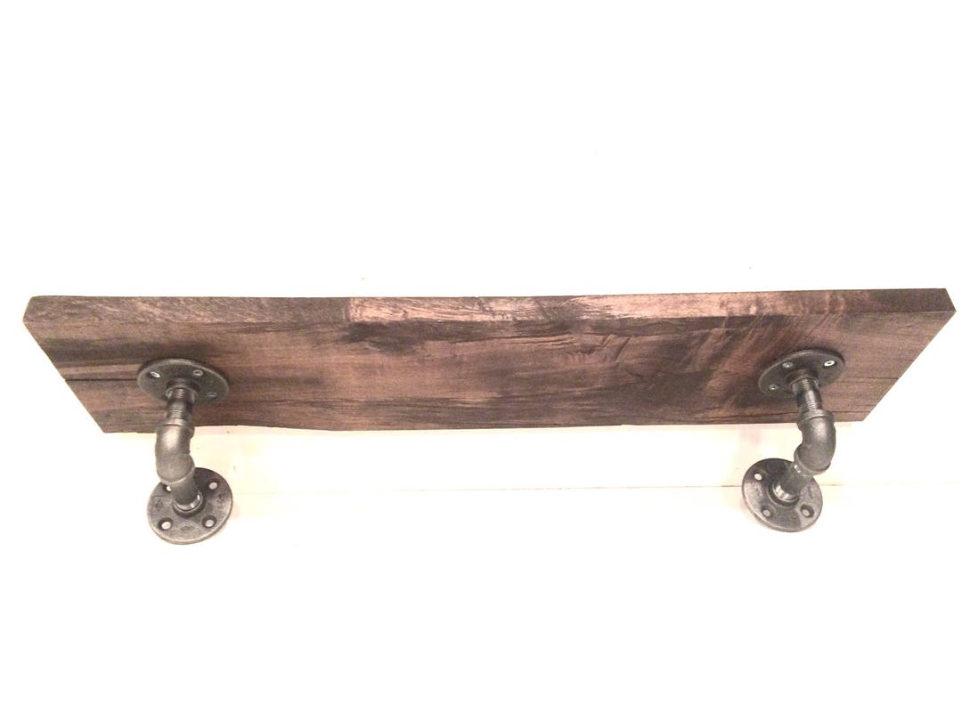 Rustic Barn Wood Shelf, Industrial Pipe, Farmhouse Wall Storage - Etsy