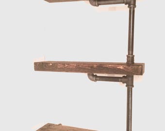 Industrial Rustic Urban Pipe Wall 3 Tiers Wooden Shelves pick | Etsy