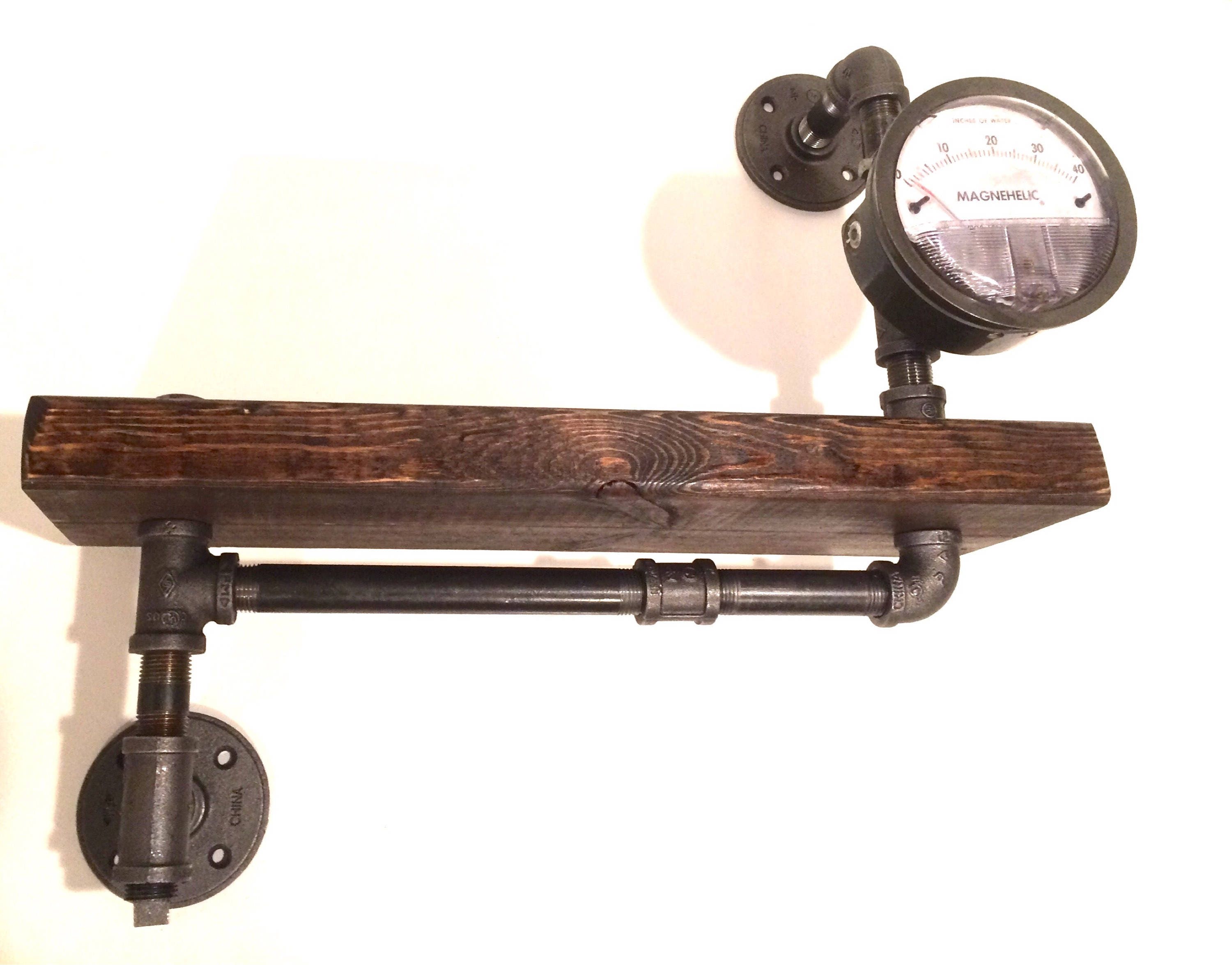 Urban Rustic Industrial Pipe shelf design 2X6 WOOD and Gauge (Pick your ...