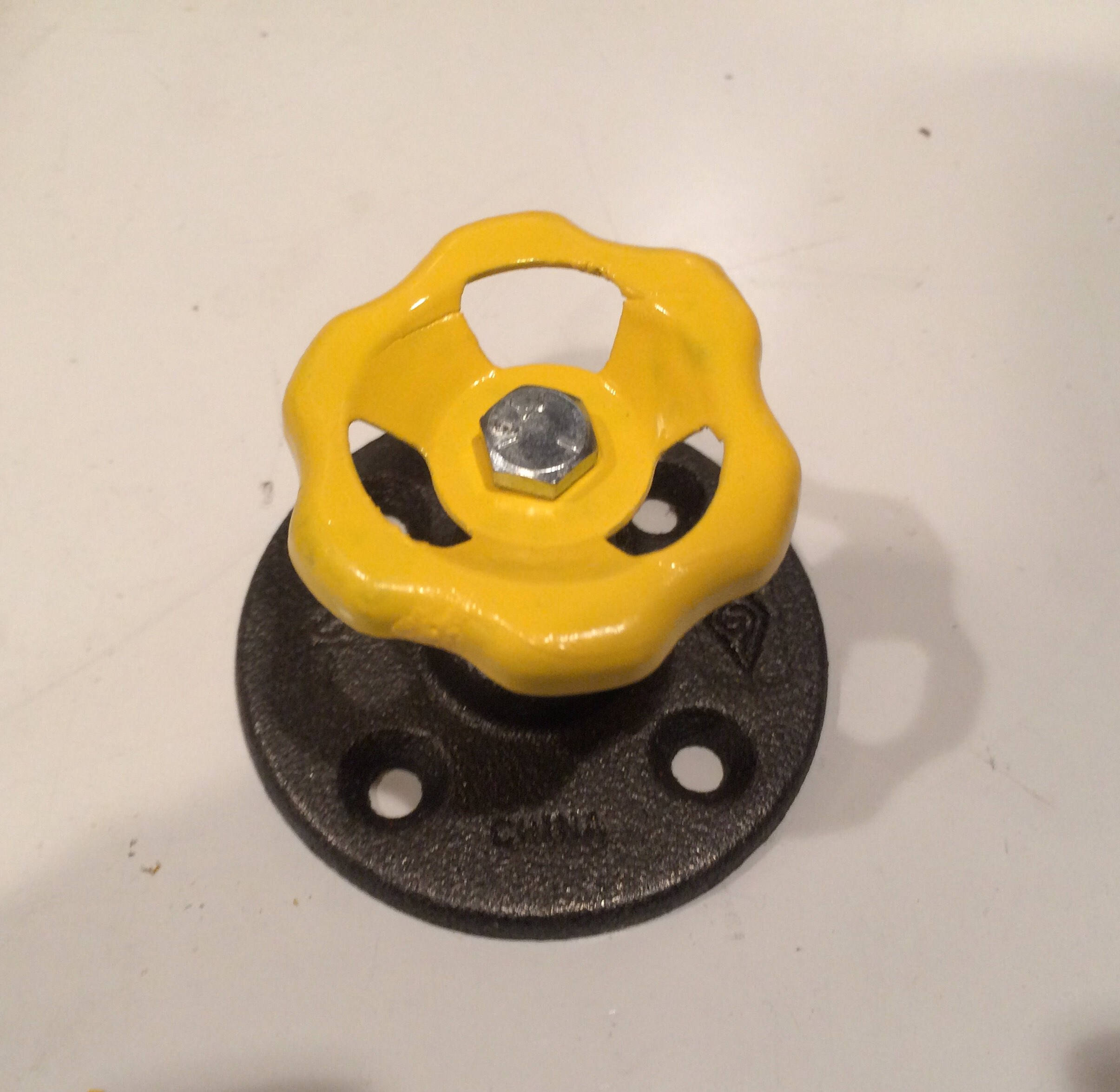 Industrial Pipe Wall Hook and/or Curtain Tie Back with Rustic Yellow ...