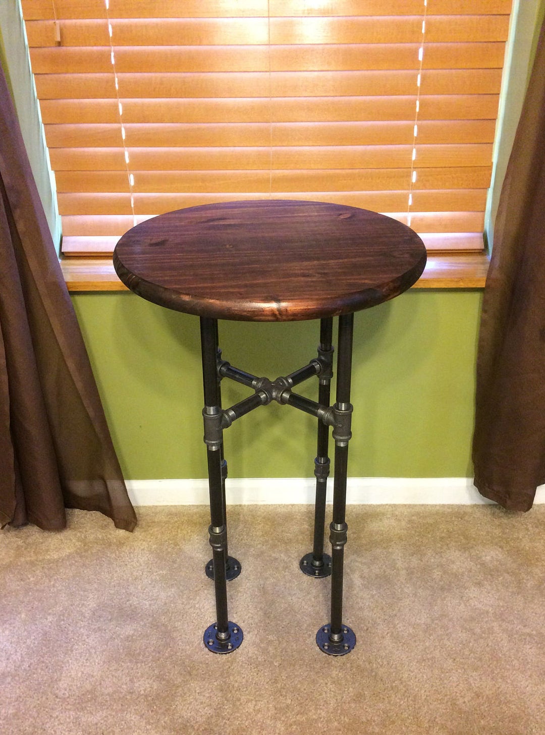 Urban Industrial 18" or 24" Round Pipe Table (PICK YOUR STAIN) - Etsy