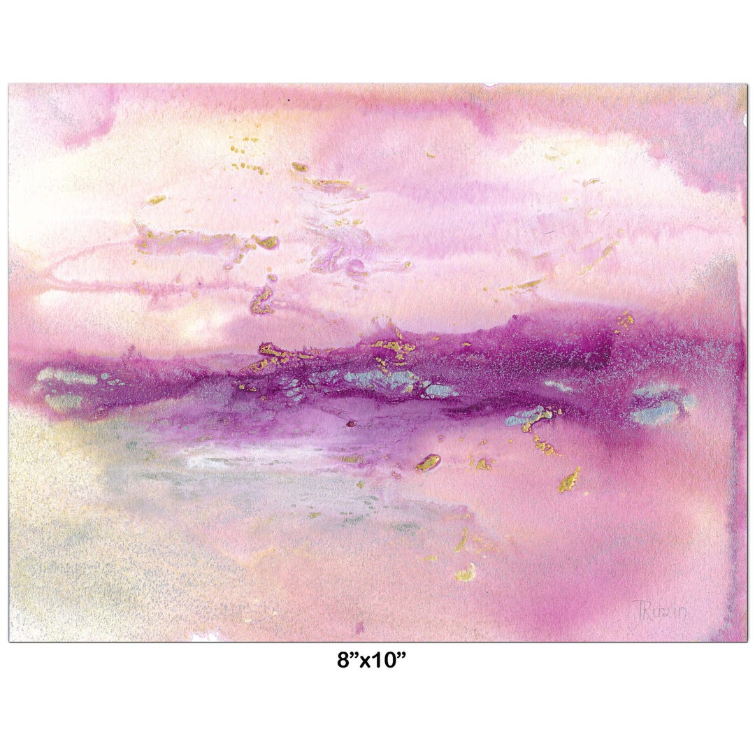 Purple Sunset Watercolor Landscape Painting, Original Art (10x8) - Etsy
