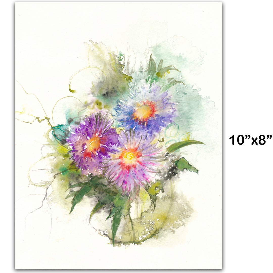 Aster Watercolor, September Flower, Watercolor Painting, Art, Painting ...