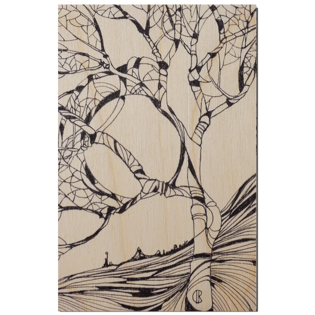 Original Pen and Ink Landscape Drawing on Birch Wood Panel (4x6) - Etsy