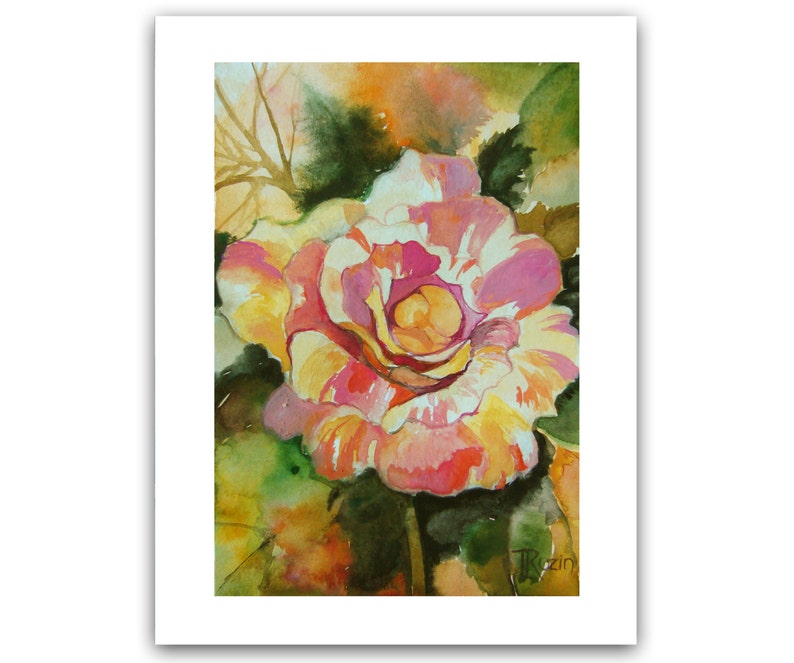 Claude Monet Rose Painting, Original Art, Original Watercolor Painting ...
