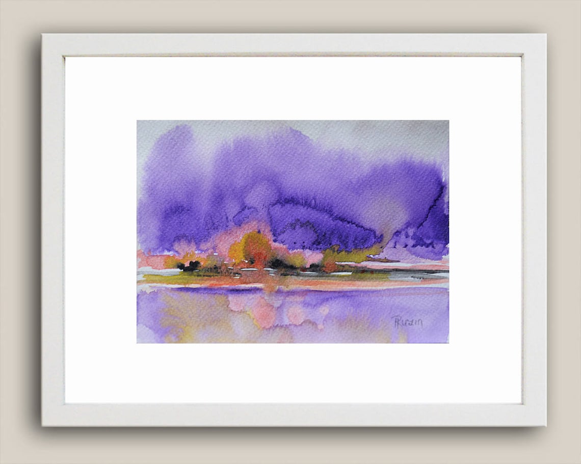 Purple Original Abstract Landscape Watercolor Painting - Etsy