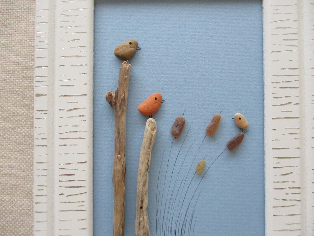 Birds in the Reeds Poetic Decoration Pebble Art Family of - Etsy UK