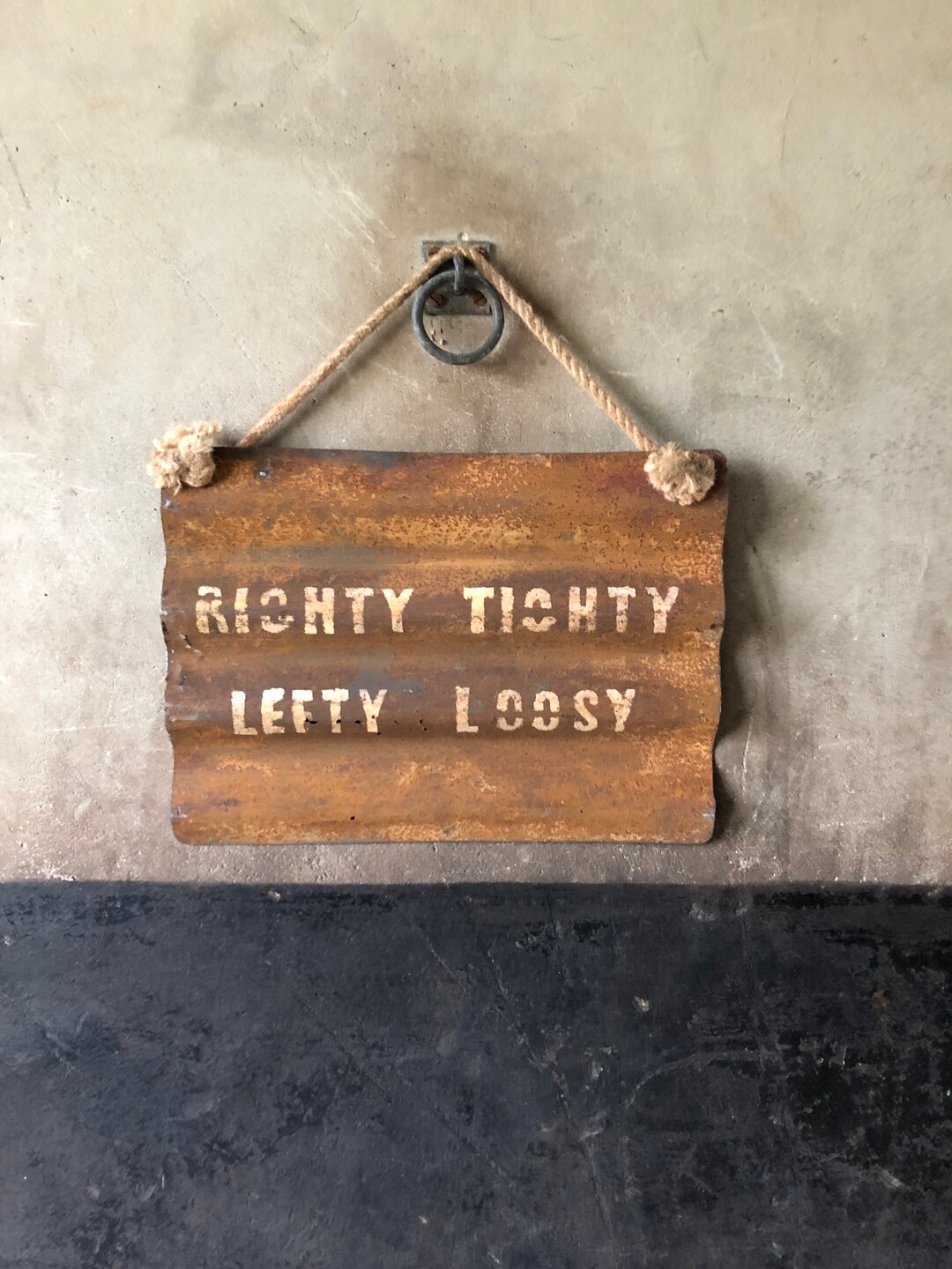 Reclaimed steel righty righty, lefty loosy sign in rusty steel 1 - Etsy ...