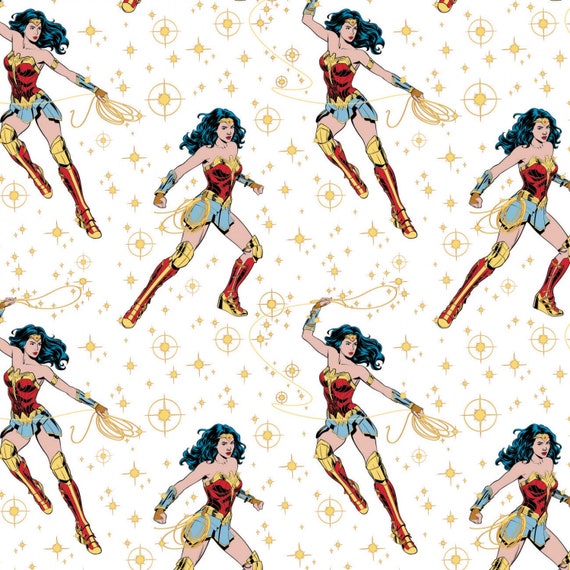 Wonder Woman 1984 Wonder Woman Poses on White Cotton Fabric | Etsy Canada