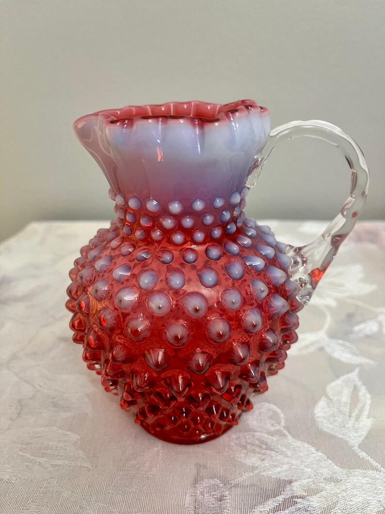 Fenton Hobnail Cranberry Opalescent Syrup Pitcher / Mini Jug / - Etsy