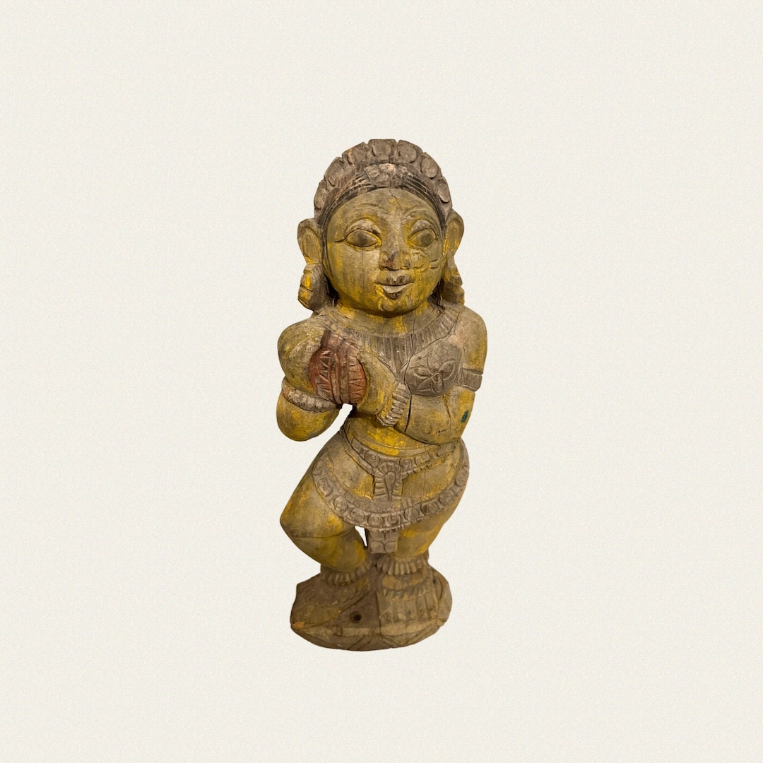 Hand Carved Rustic Tribal Ganga Devi River Goddess Statue Hindu Temple ...