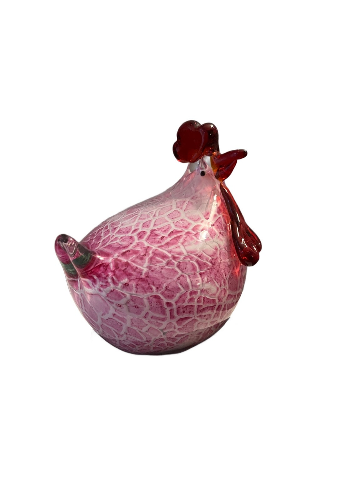Vintage Hand-blown Pink Glass Chicken - Etsy