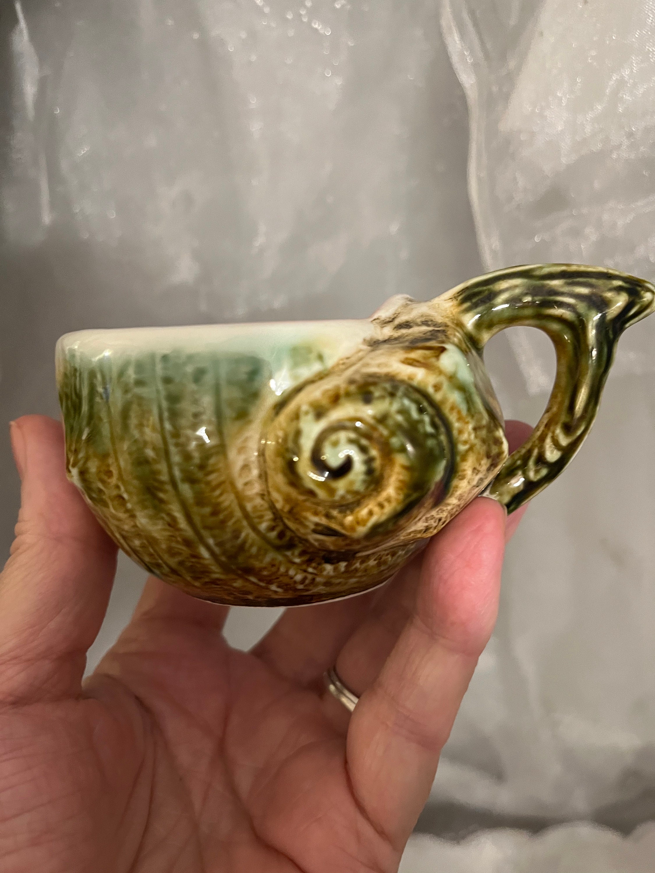 1950s French Majolica Seashells Tea Set / 4 Cups and Saucers; Tea Pot ...
