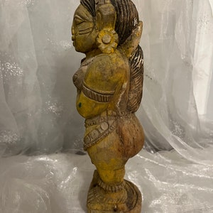 Hand Carved Rustic Tribal Ganga Devi River Goddess Statue Hindu Temple ...