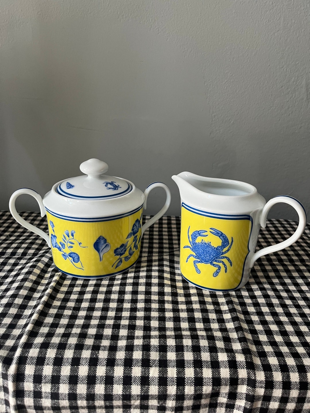 1988 Lynn Chase Costa Azzurra Sugar Bowl & Lid Matching Creamer Set - Etsy