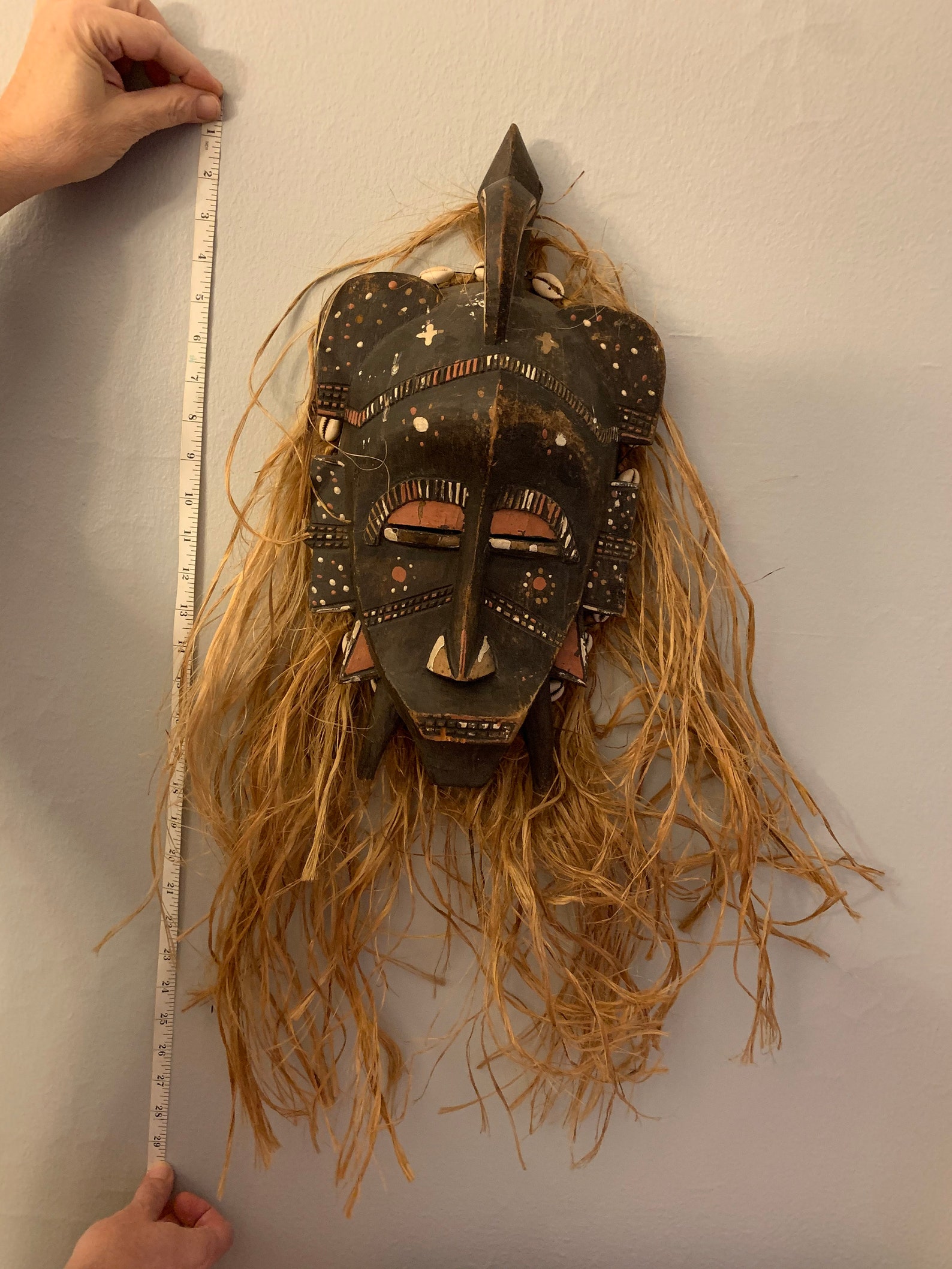 Senufo Mask With Bird Design / Raffia and Cowrie Shells / - Etsy