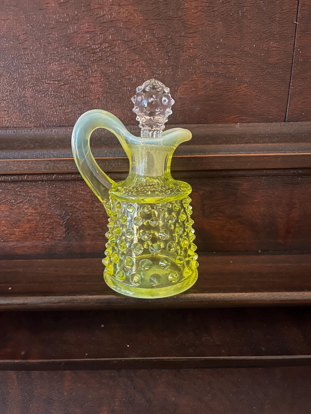 Fenton Uranium Opalescent Cruet / Diamond Bottle / Glows / Collectible ...
