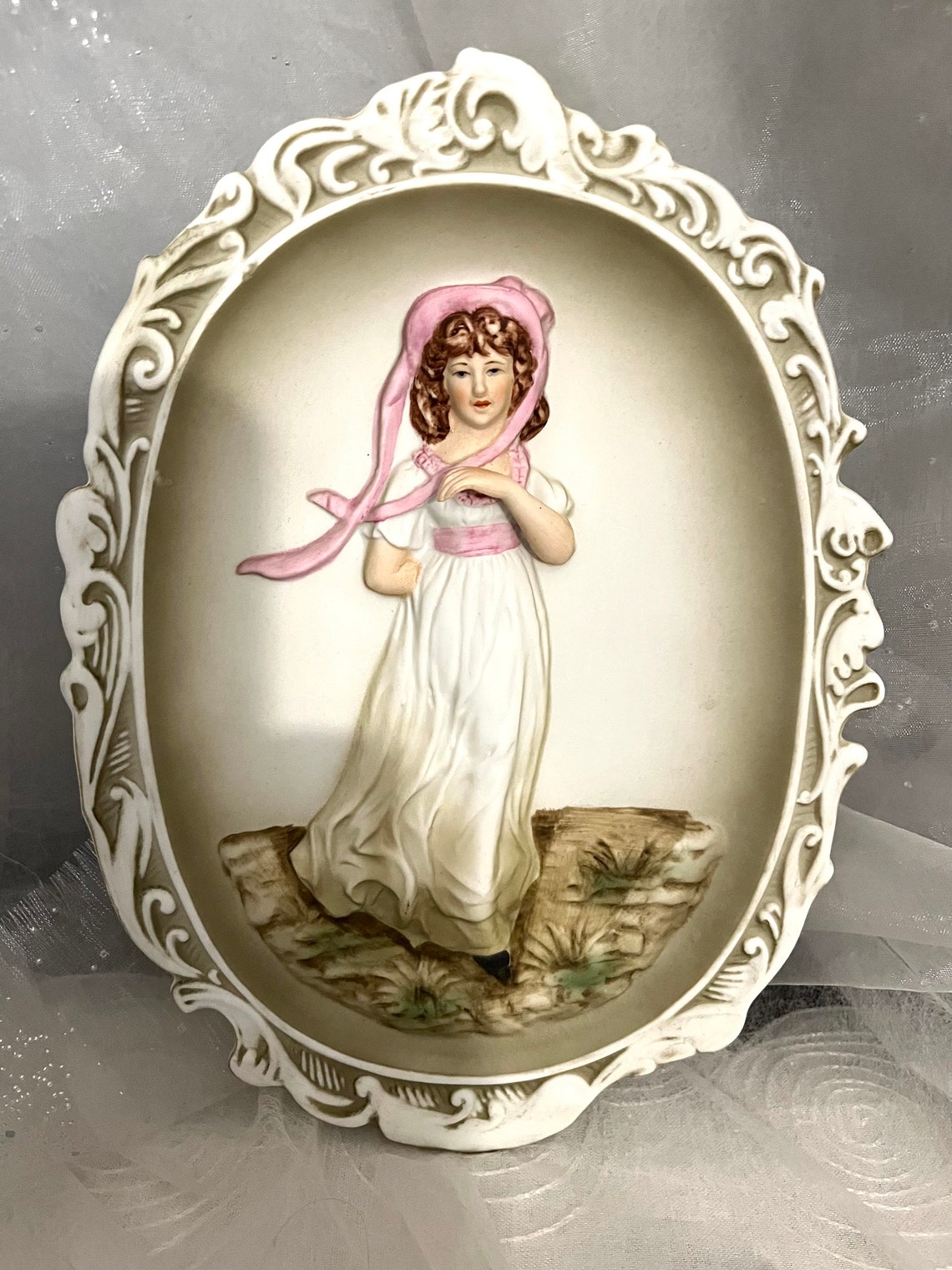 1950s Lefton China Pinkie Porcelain Bisque Wall Plaque / - Etsy