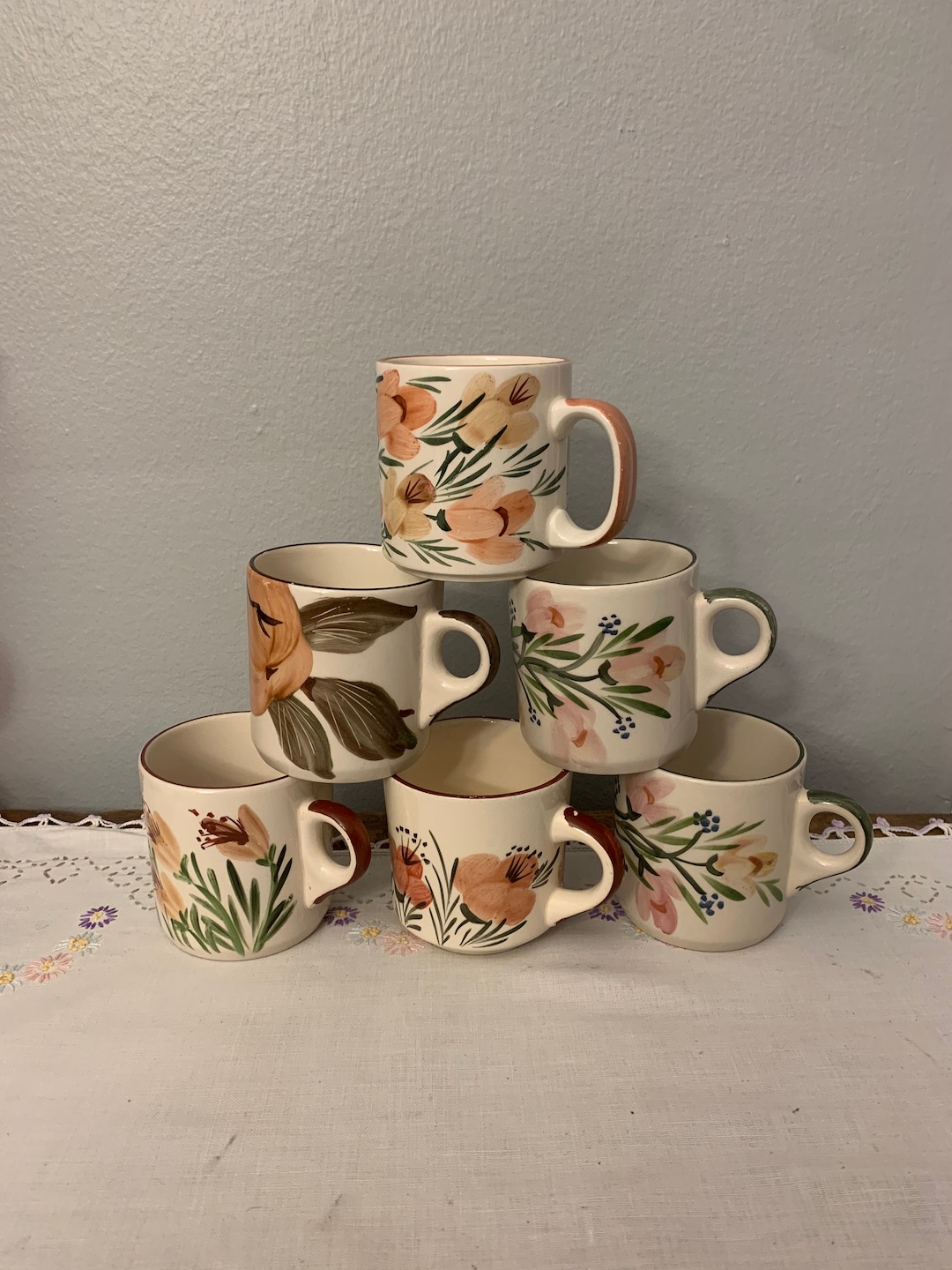 Handmade and Hand Panted Pottery Mugs in Ireland by N Hanley / Signed ...