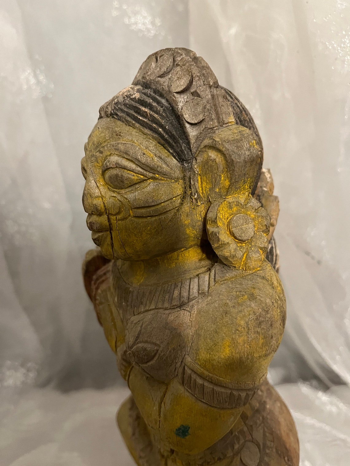 Hand Carved Rustic Tribal Ganga Devi River Goddess Statue Hindu Temple ...