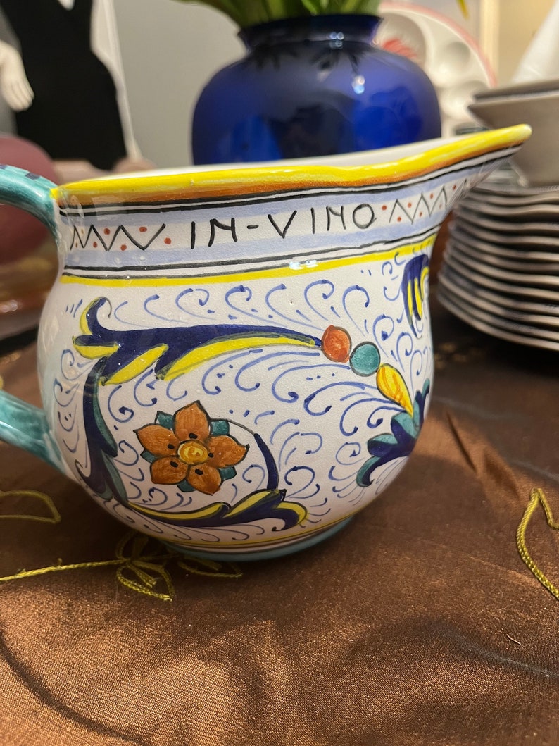 Italian Deruta Raffaellesco Small Wine Jug Pitcher - Etsy