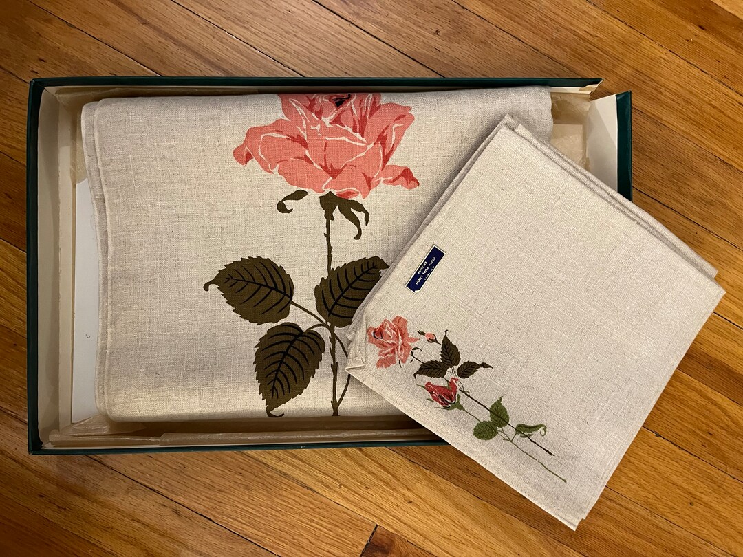 Elegant Pure Belgium Linen Rectangle Tablecloth 71 With Handpainted ...