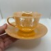 Fire King Marigold Peach Luster Ware Teacup and Saucer Orange W/ Laurel ...