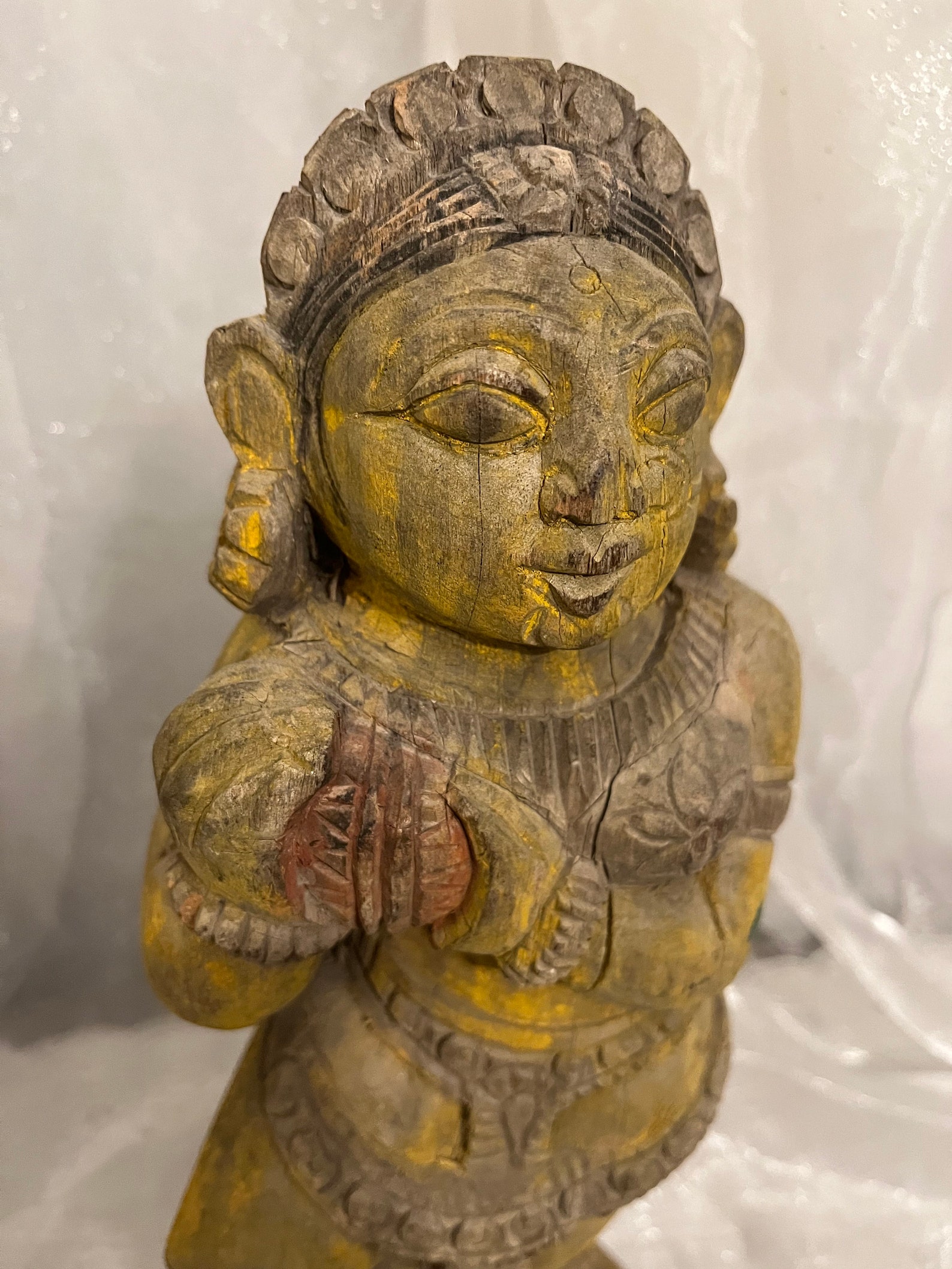 Hand Carved Rustic Tribal Ganga Devi River Goddess Statue Hindu Temple ...