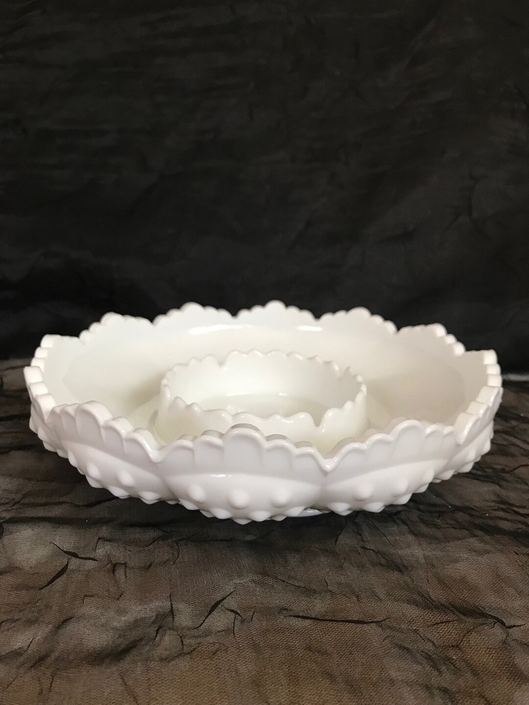Vintage Fenton Milk White Ashtray / Hobnail Milk Glass Dish / Serving ...