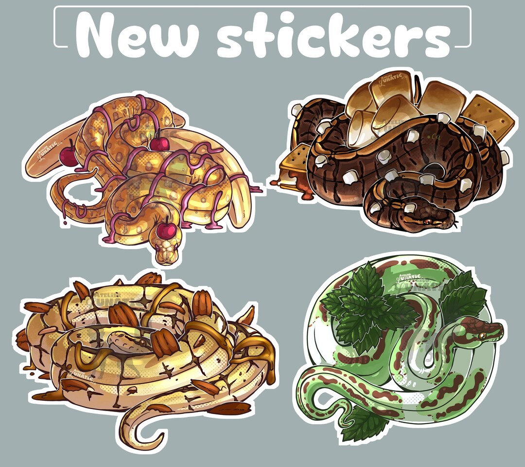Snake Ball Python Sepent Ice Cream Dessert Sticker - Etsy