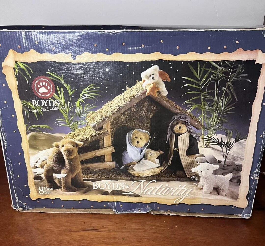 Boyds Bear Nativity Plush Soft Set Creche Christmas Jesus Fully Jointed ...