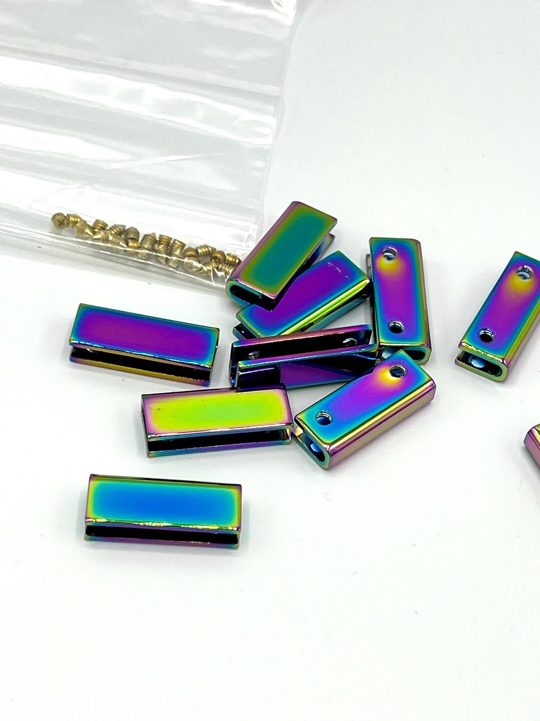 10 Pieces Strap End Sets, 1 Inch, Rainbow Hardware, Webbing Ends - Etsy