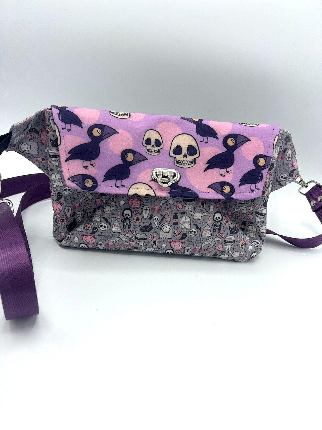 Pastel Goth Grave Yard Skull Crow Bum Bag Crossbody Bag - Etsy