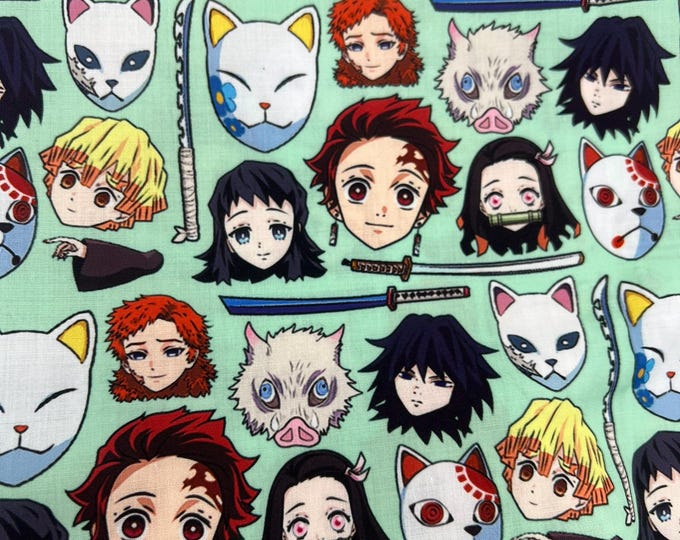 Anime, Demon Slayer, Fabric, 1/2 Yd - Etsy