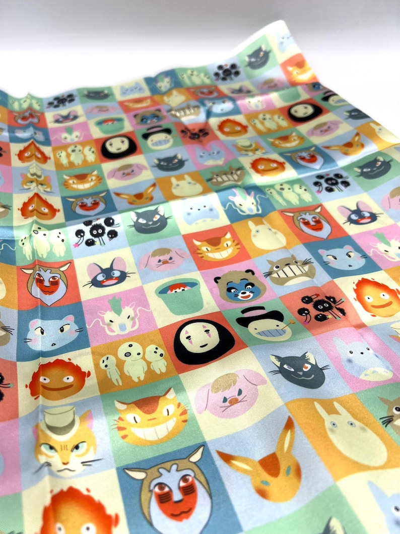 Studio Ghibli, Satin, Scarf, 1/2 Yd - Etsy