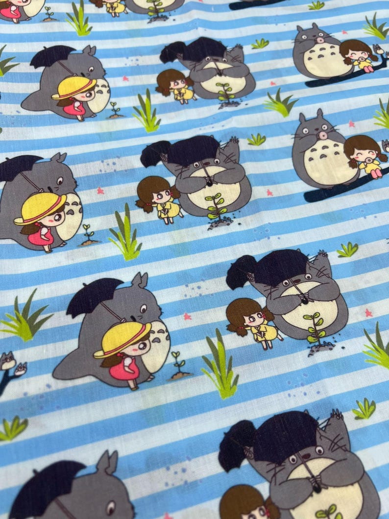 Totoro, Studio Ghibli, Striped, Fabric, 1/2 Yd - Etsy