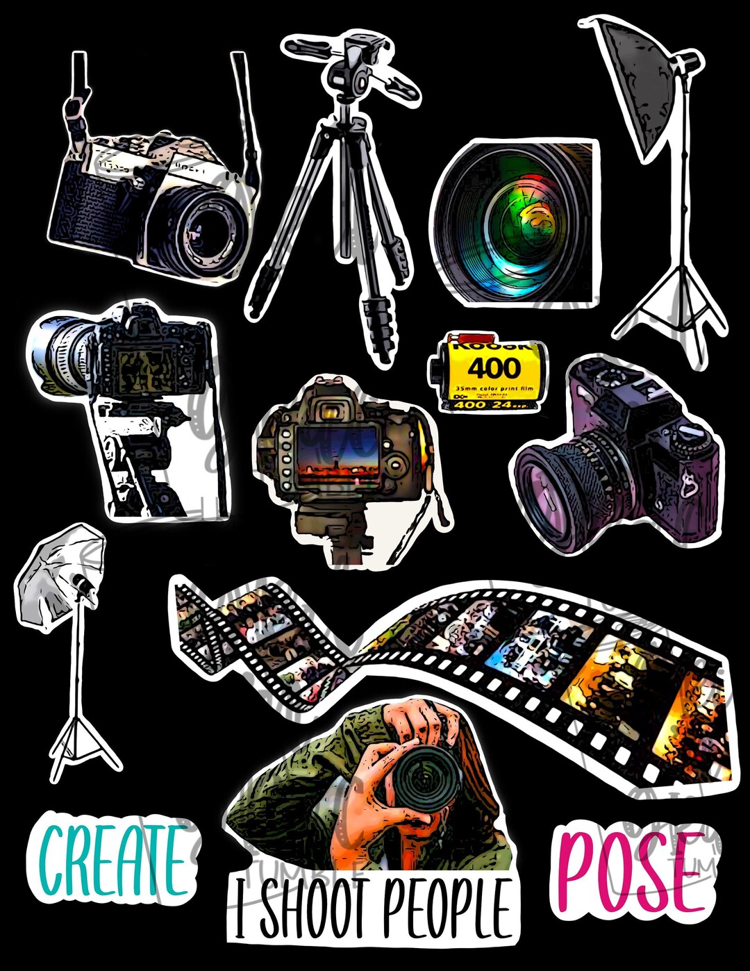 Printable Stickers- Photographer- Photography-- DIGITAL DOWNLOAD, PNG ...