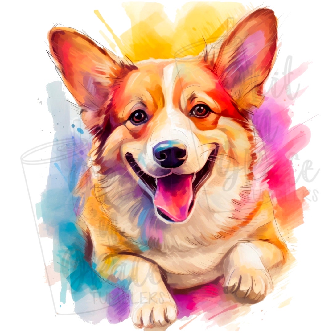 Colorful Corgi Sublimation Digital Design, Watercolor Corgi PNG, Dog ...