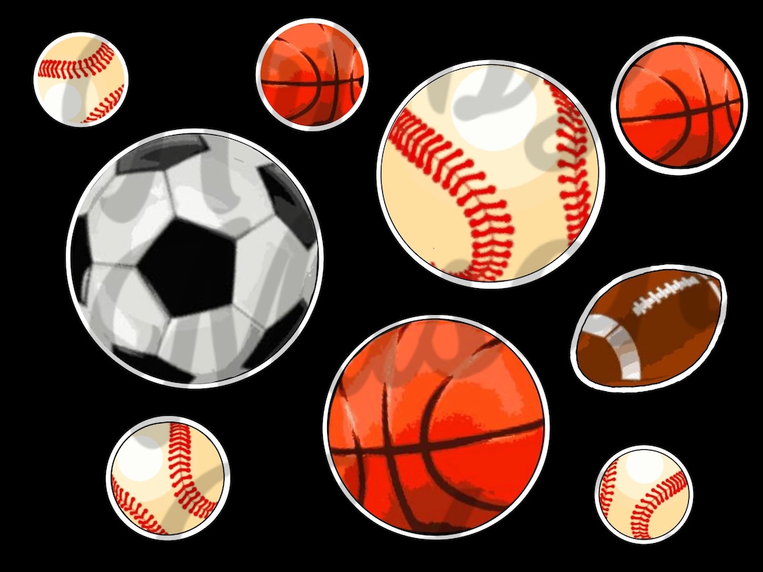 Printable Sports Balls Stickers- DIGITAL DOWNLOAD, PNG, Waterslides ...