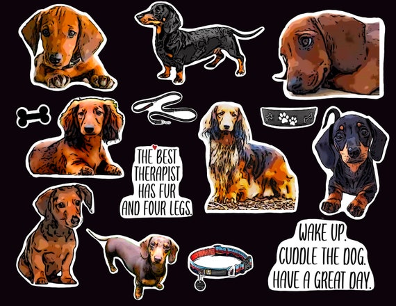 Printable Stickers Dachshunds DIGITAL DOWNLOAD PNG | Etsy