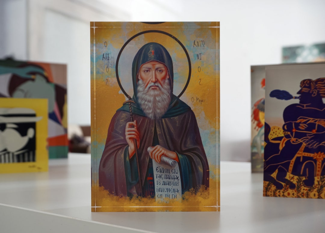 Holy Hagiography of Saint Anthony Agios Antonios High Quality Greek ...