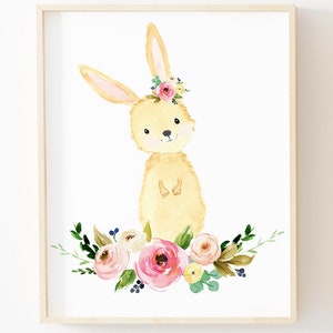 Baby Rabbit Nursery Print, Little Cute Bunny, Woodland Nursery, Nursery ...
